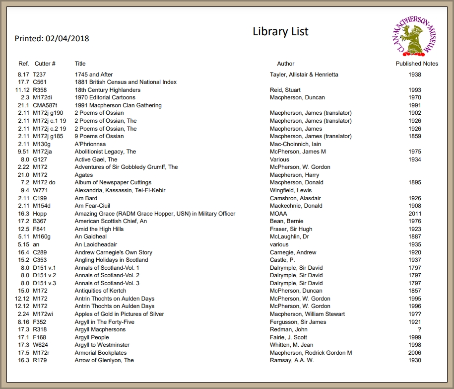 Clan Macpherson Association - The Library